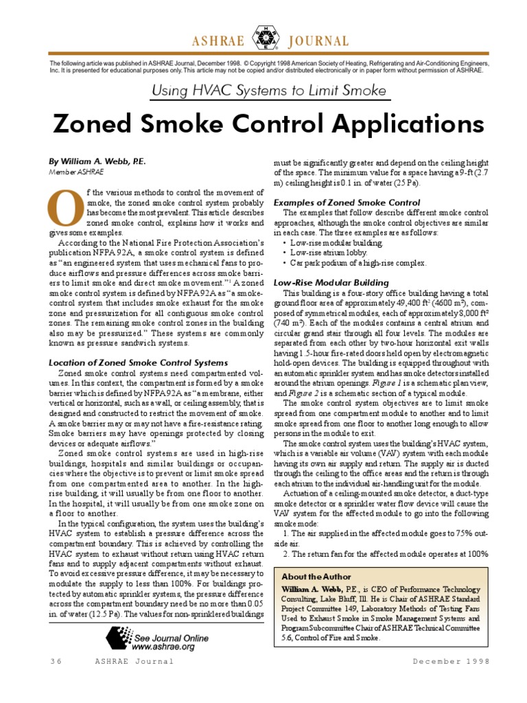 Zoned Smoke Control Applications: Using HVAC Systems To Limit Smoke ...