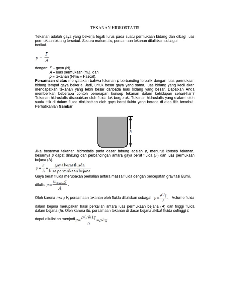 Tekanan Hidrostatis | PDF