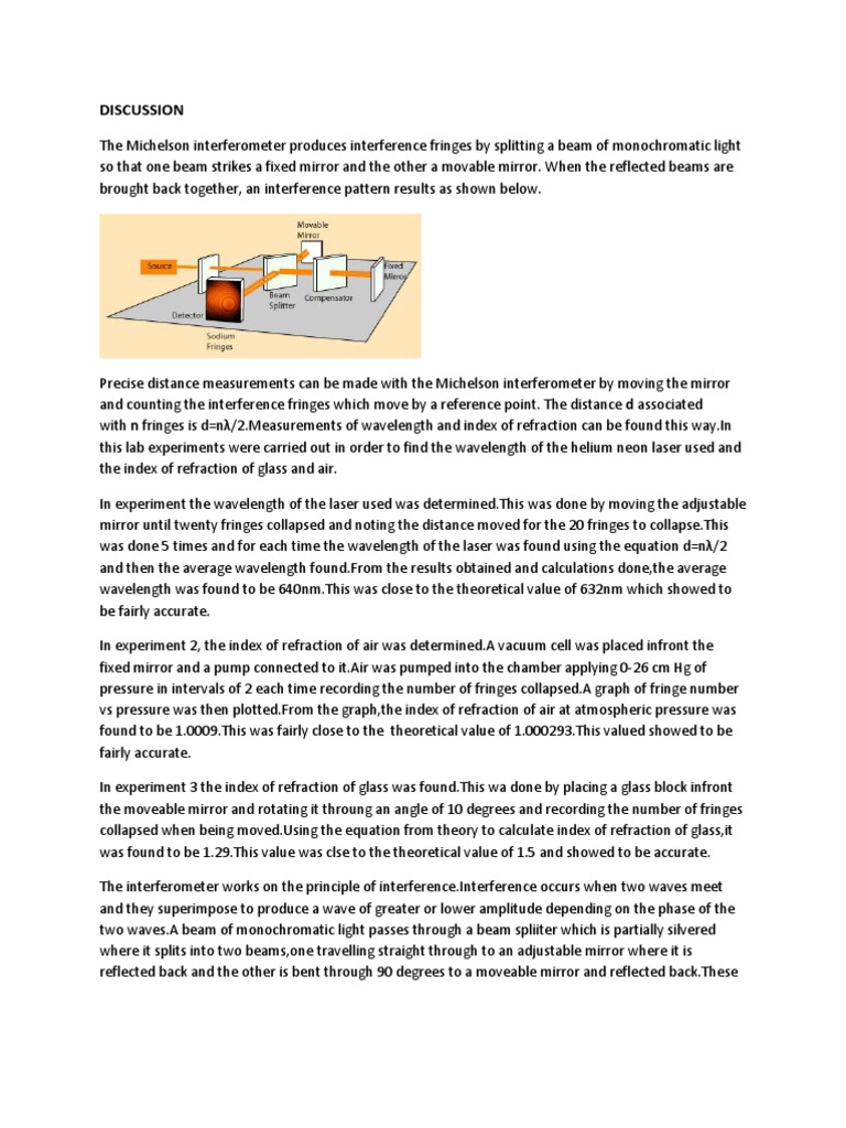Michelson Lab | PDF | Interference (Wave Propagation) | Coherence (Physics)