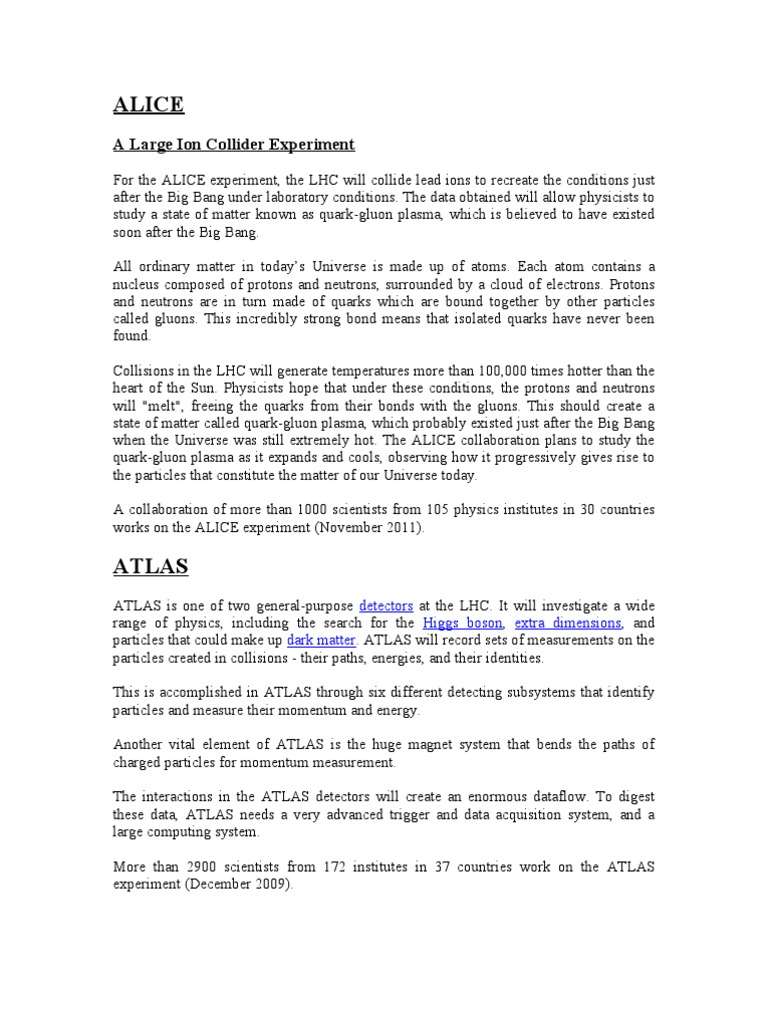 Cern Experiment | PDF | Atlas Experiment | Large Hadron Collider