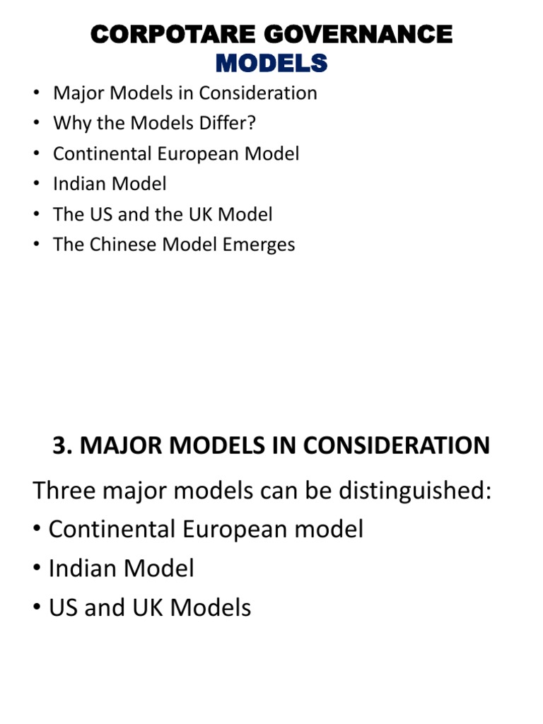 Global Corporate Governance Models | PDF | Board Of Directors ...