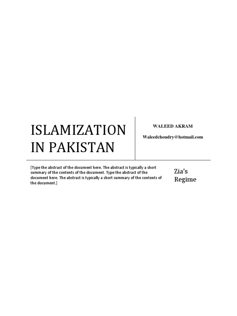 Islamization Under Gen. Zia | PDF | Muhammad Zia Ul Haq | Sharia
