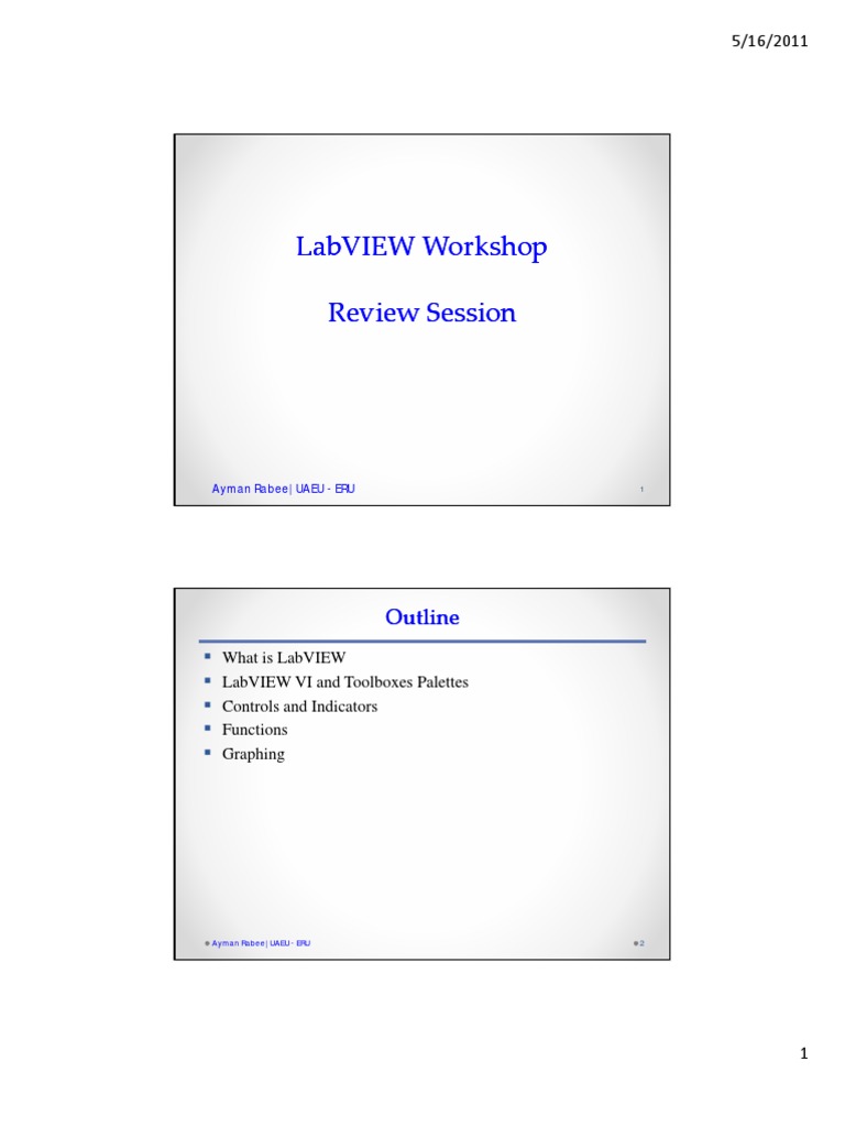 Labview Workshop Labview Workshop P P Review Session Review Session ...