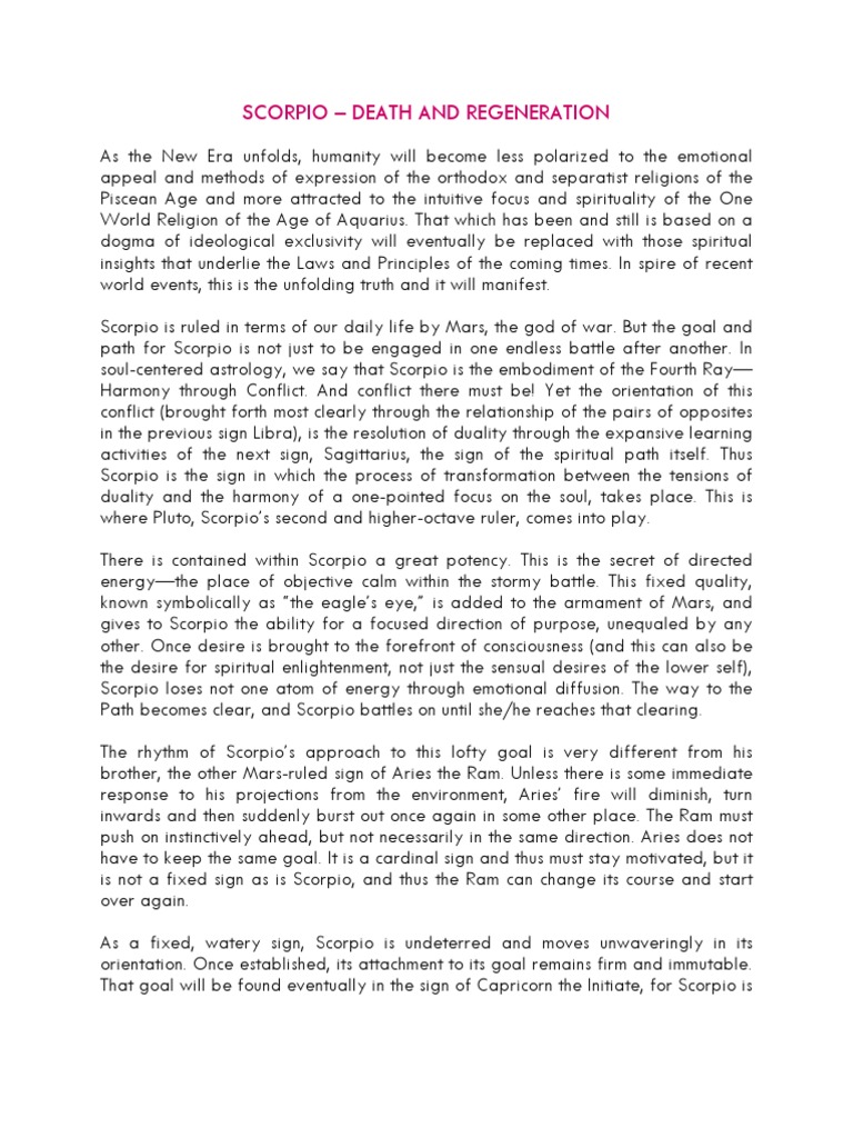 Scorpio - Death and Regeneration | Download Free PDF | Pluto | Spirituality