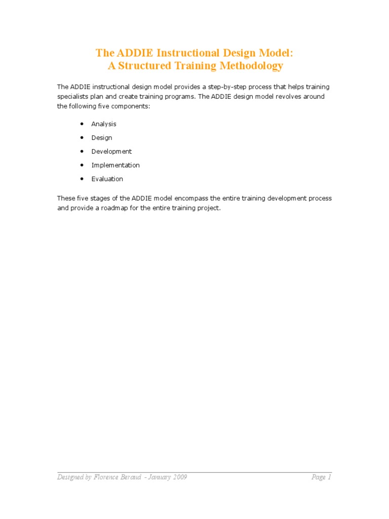 The ADDIE Instructional Design Model | PDF | Instructional Design ...