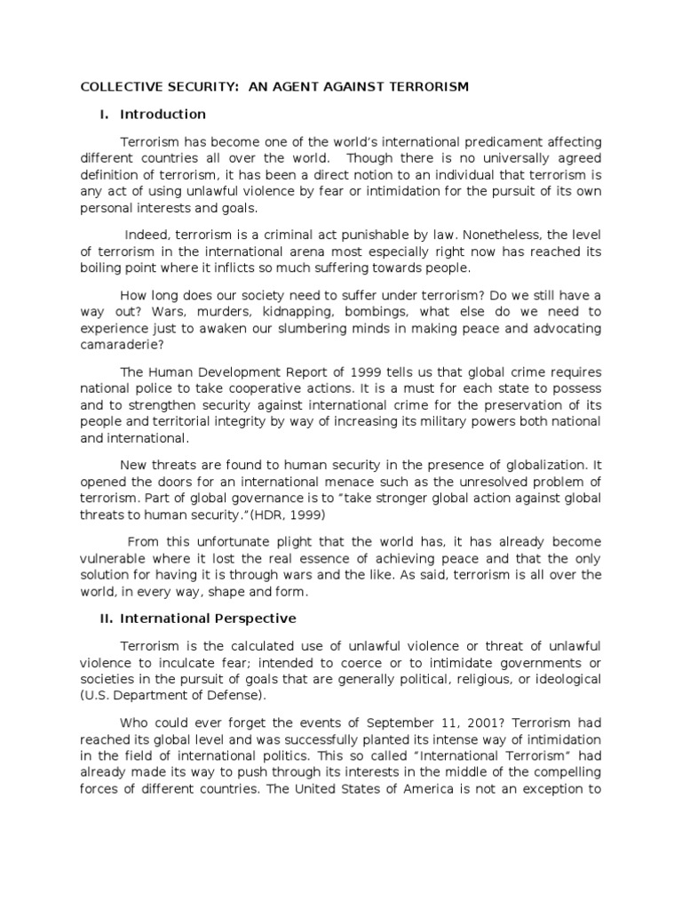 Collective Security: An Agent Against Terrorism | PDF | September 11 ...