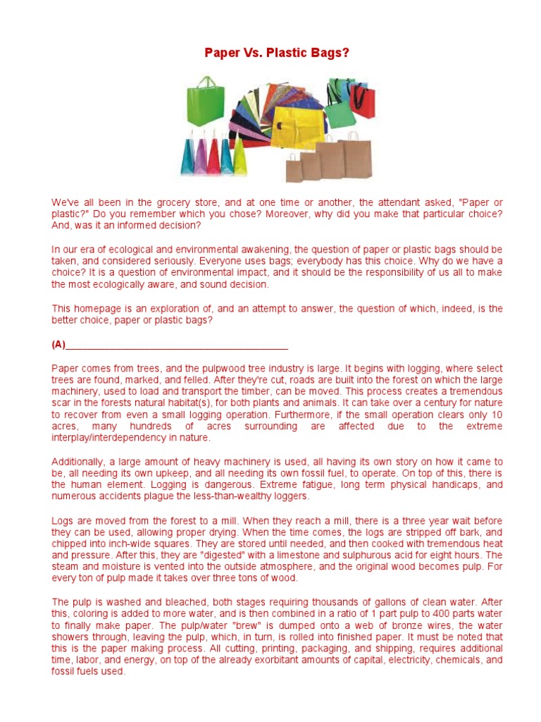 Paper Vs Plastic Complete | PDF | Pulp (Paper) | Plastic