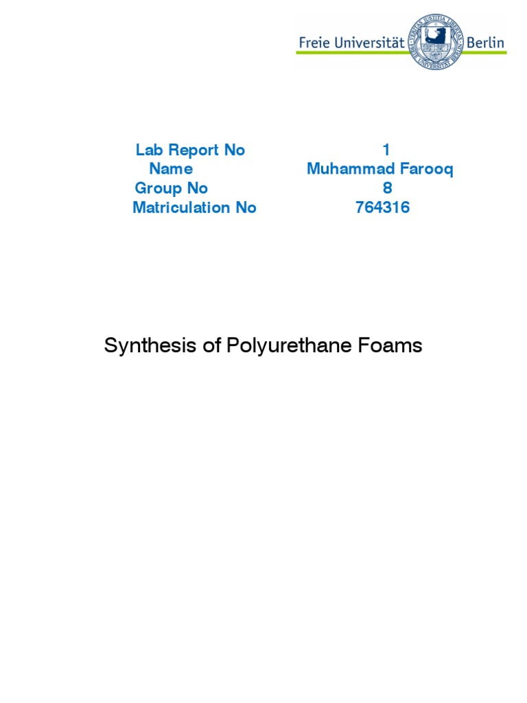 Synthesis of Polyurethane Foams | PDF | Polyurethane | Polymer Chemistry
