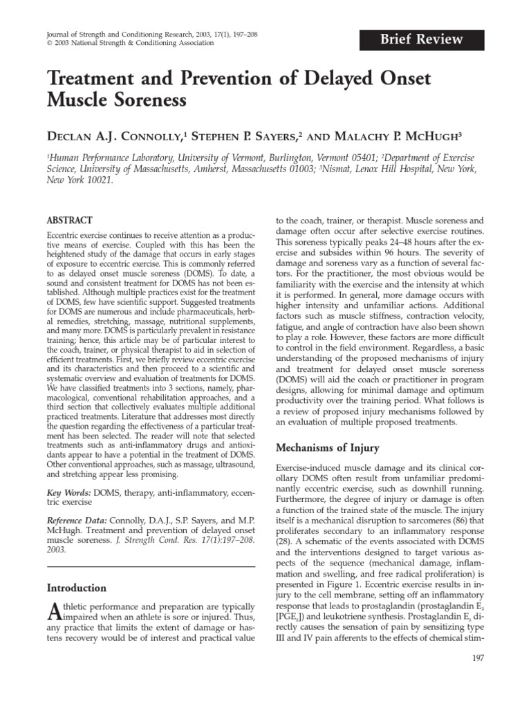 Treatment and Prevention of Delayed Onset Muscle Soreness | PDF