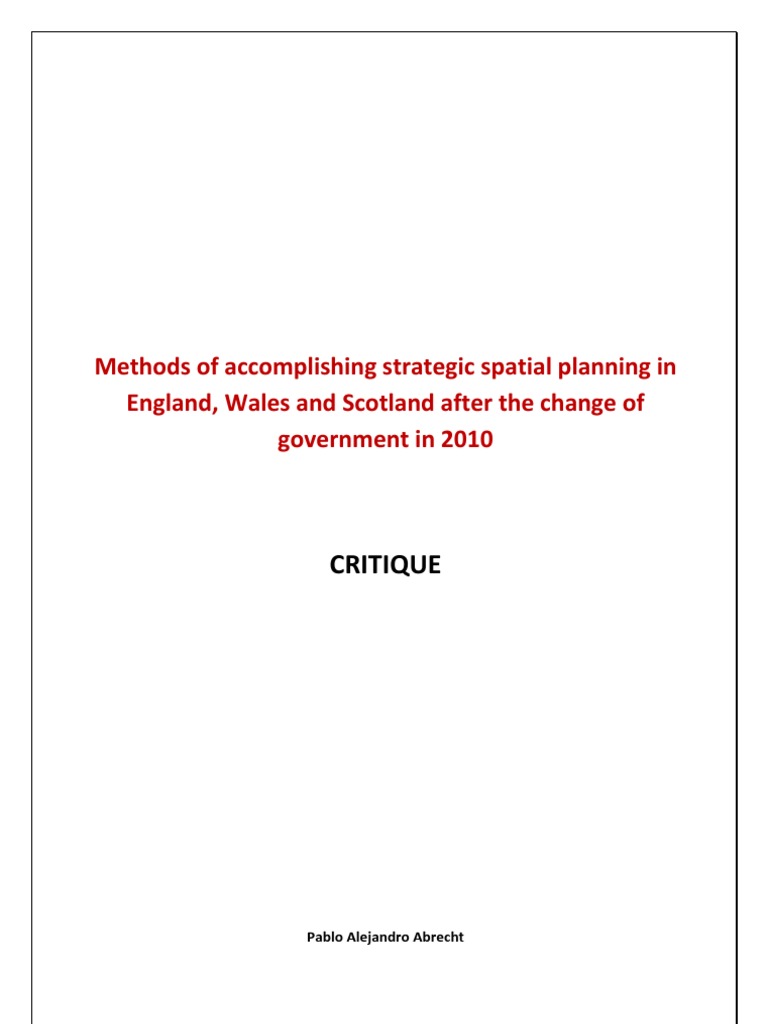 Strategic Spatial Planning in England, Wales and Scotland After 2010 ...