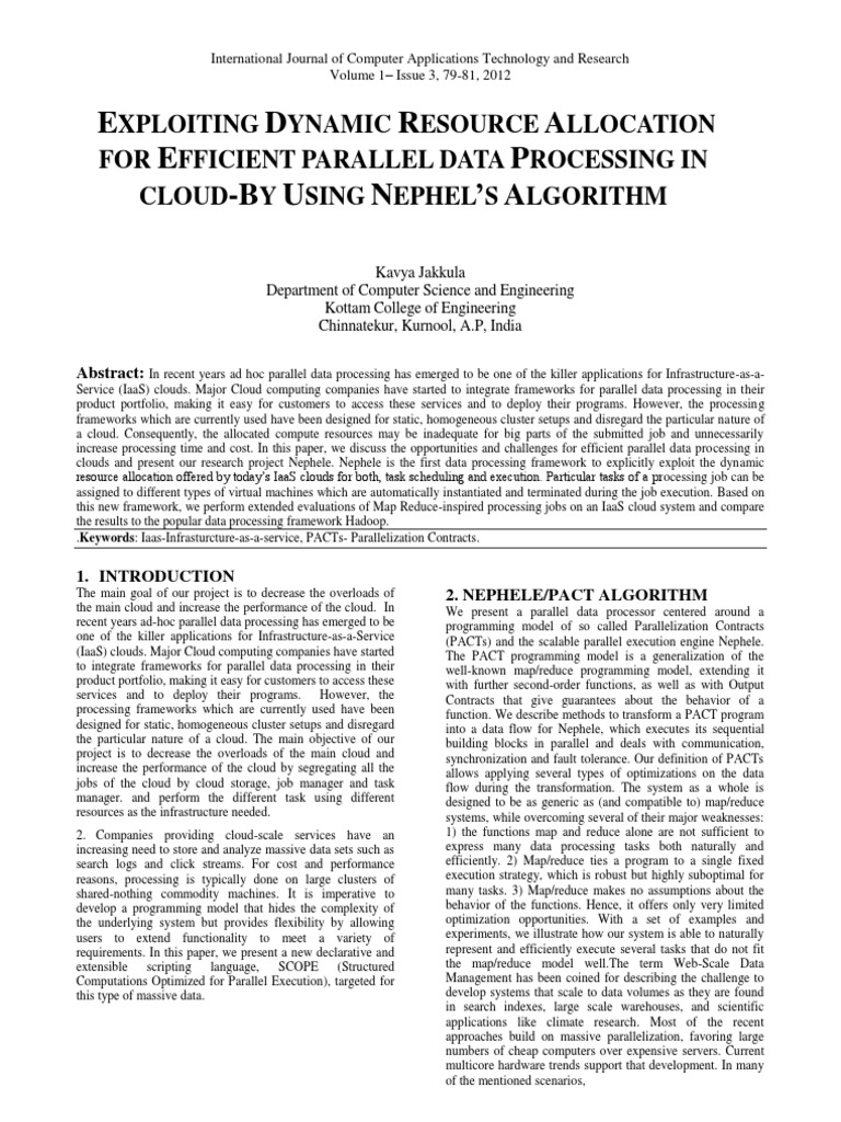 Dynamic Resource Allocation in Cloud Data Processing | PDF | Map Reduce ...