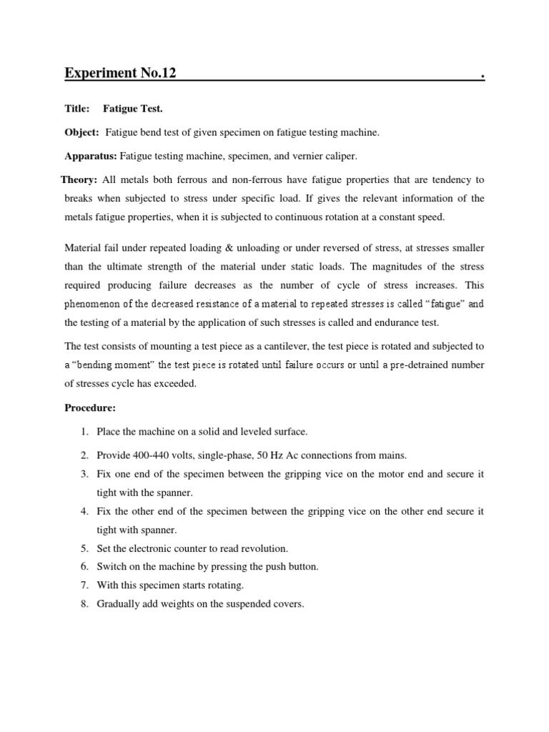 Fatigue Test | PDF