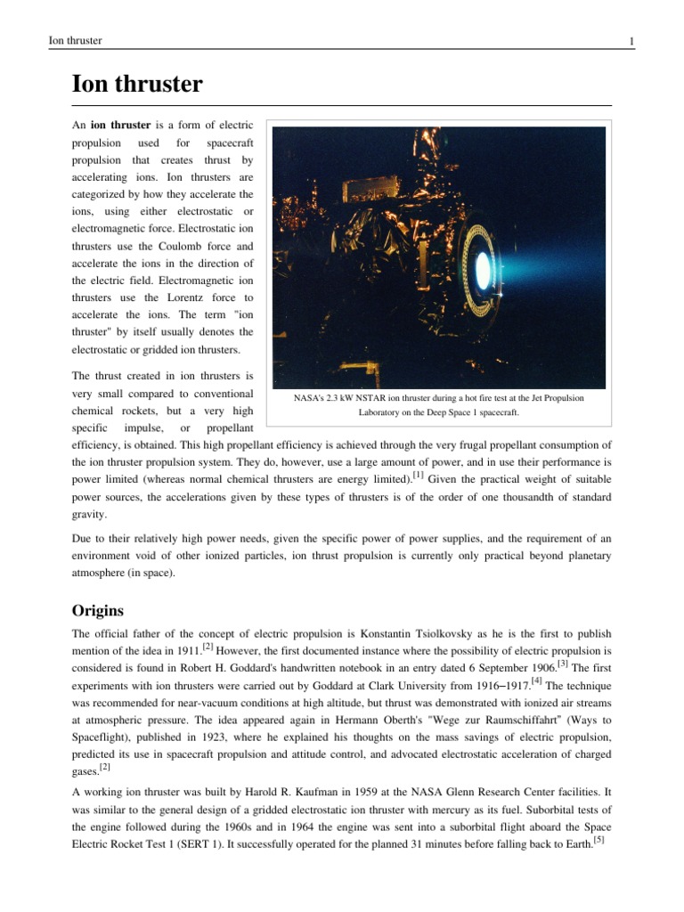 Ion Thrusters | PDF | Spacecraft Propulsion | Propulsion
