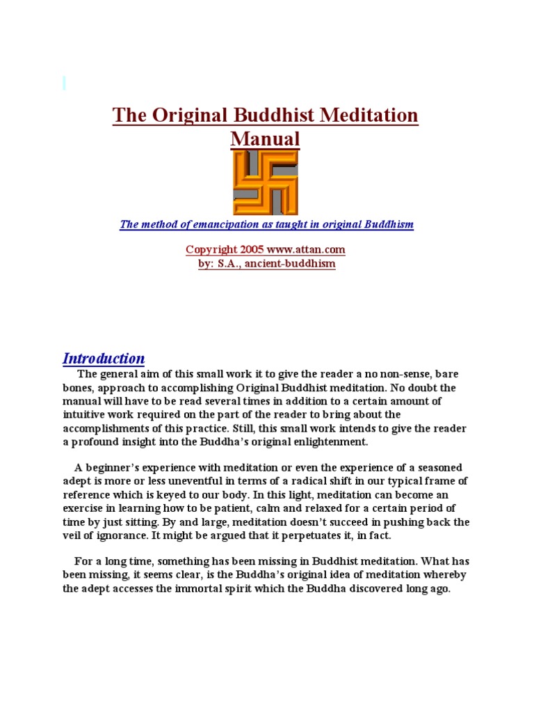 The Original Buddhist Meditation Manual: The Method of Emancipation As ...