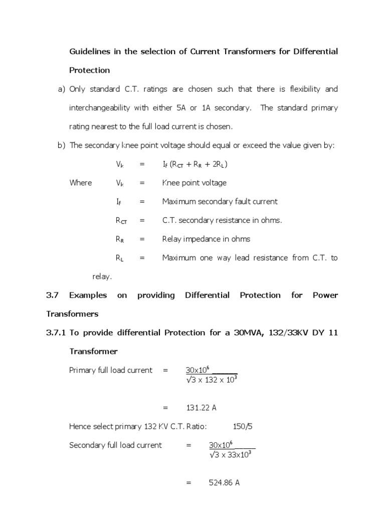 Guidelines for selecting current transformers for differential protection | PDF | Transformer ...
