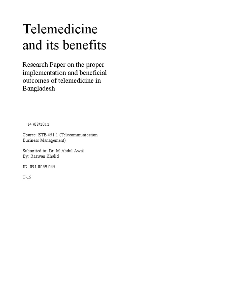 Telemedicine and Its Benefits | PDF | Telemedicine | Health Care