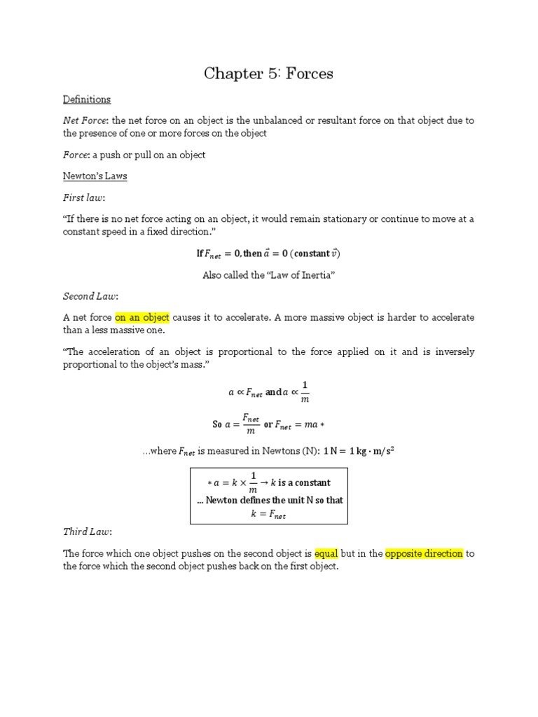 Forces Notes | PDF | Friction | Force