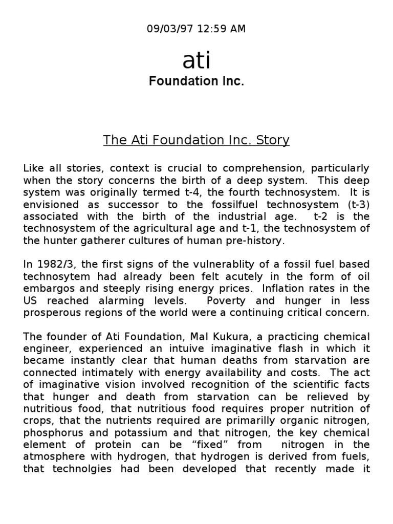 The Ati Foundation Inc. Story | PDF | Fuels | Agriculture