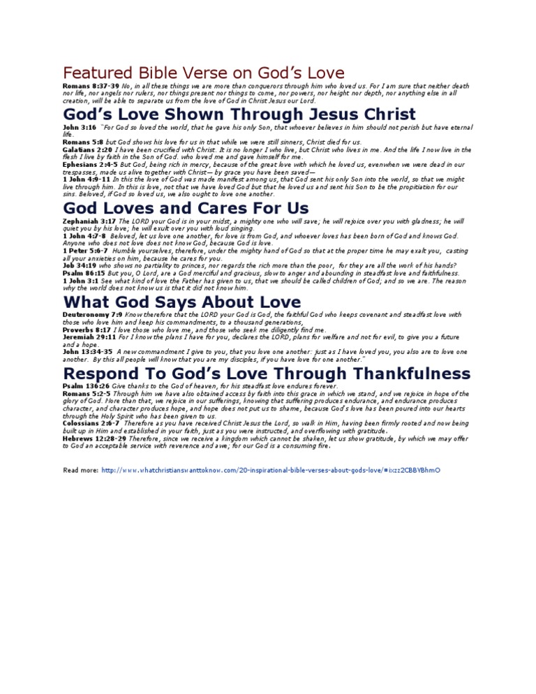 God's Unending Love Shown Through Bible Verses | PDF | Epistle To The ...