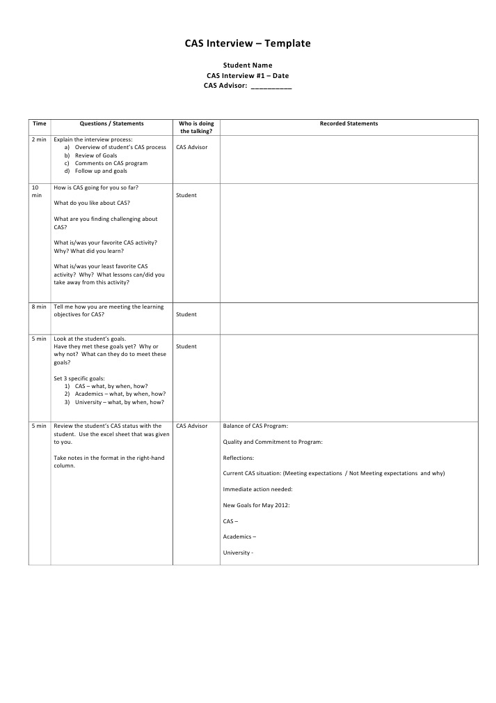 1b - Cas Interviews - Worksheet Template and Sample 1 | PDF ...