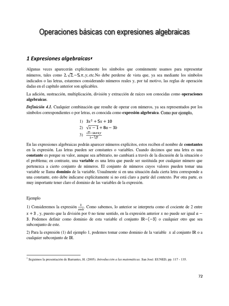 Operaciones Básicas Con Expresiones Algebraicas | Raíz cuadrada ...