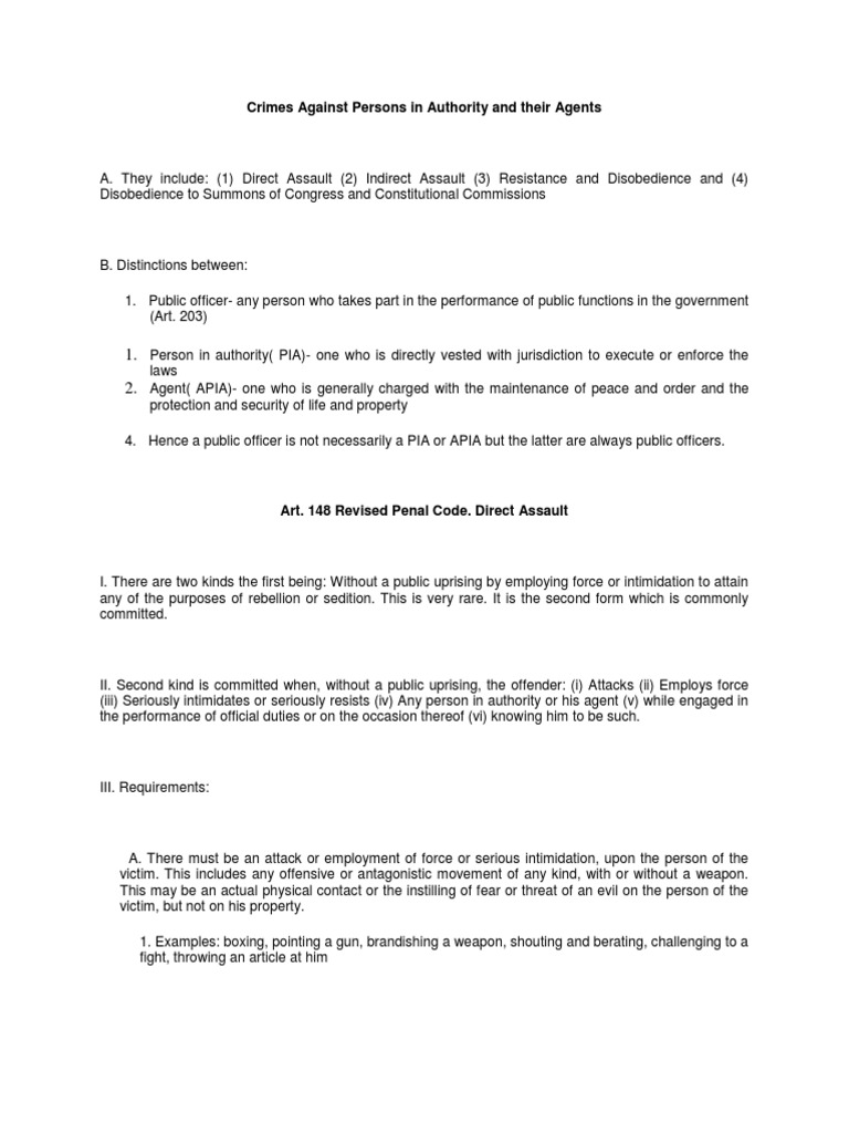 Concept of Direct Assault and Allied Crimes | Download Free PDF ...