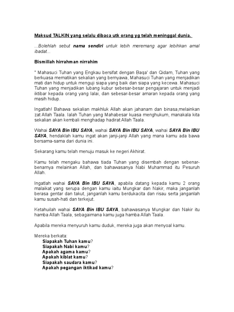 Talkin Untuk Orang Meninggal Dunia | PDF | Sejarah