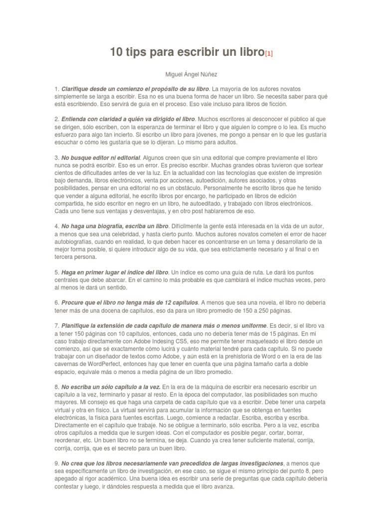 10 Consejos para Escribir un Libro | PDF | Libros | Publicación