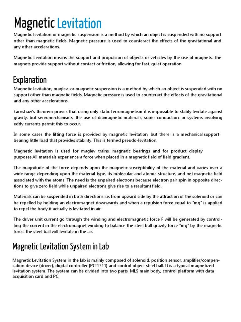 Magnetic Levitation | PDF | Physics | Electromagnetism