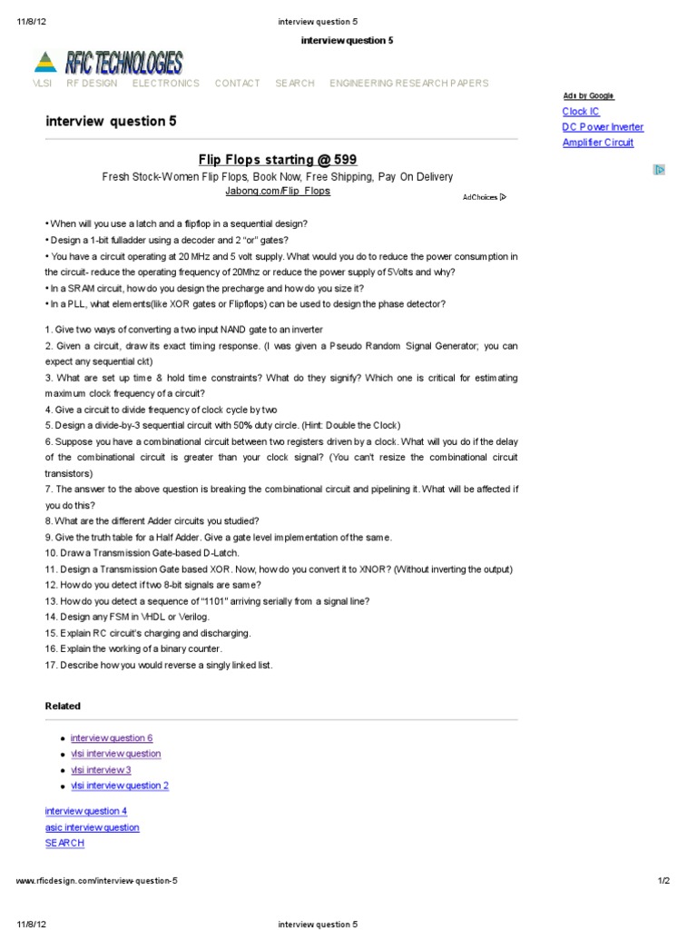 Rficdesign - Interview Question 5 | PDF | Electronic Circuits | Electronics