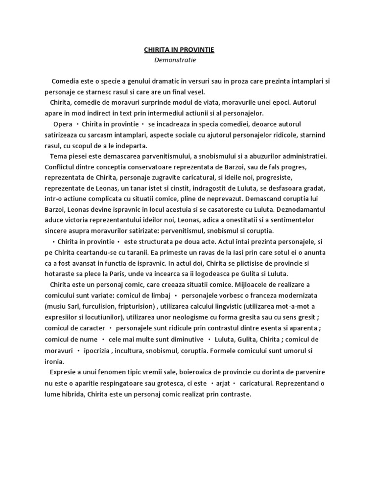 Chirita in Provintie | PDF