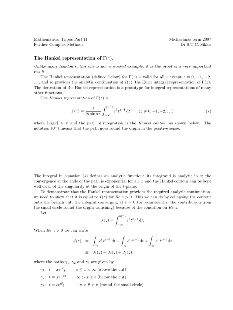 FCM Hankel Representation For Gamma Function (Cambridge) | PDF ...