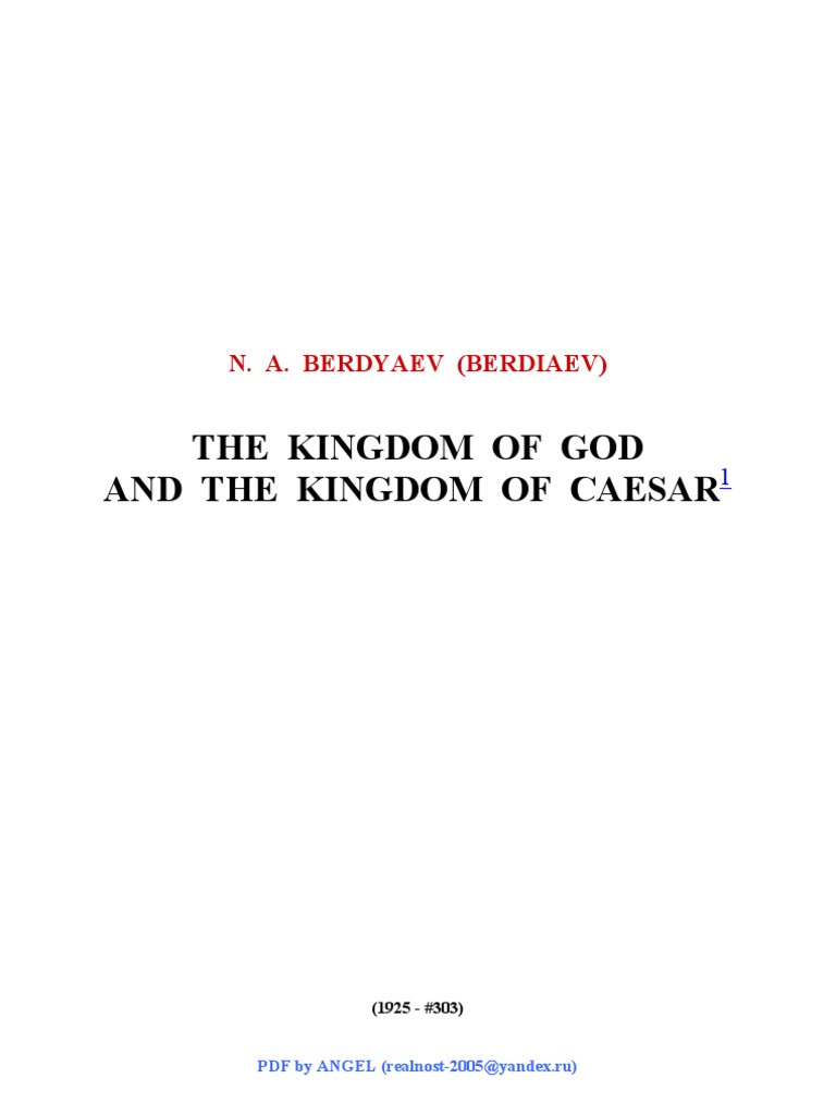 Ebook Berdyaev Nikolai The Kingdom of God and The Kingdom of Caesar ...