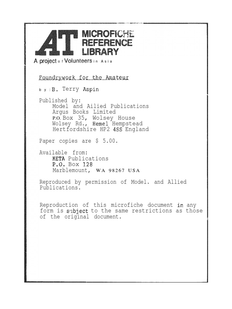 Foundry Work For The Amateur 1975 | PDF | Foundry | Graphite