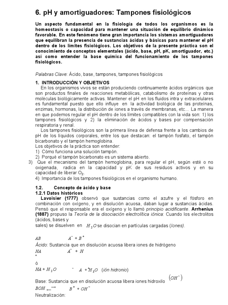 06 PH Amortiguadores | PDF | Solución tampón | Constante de disociación ácida