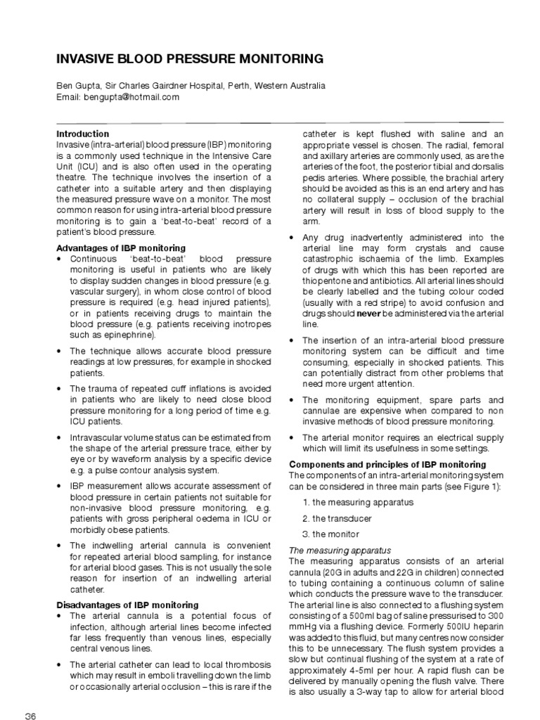Invasive Blood Pressure Monitoring Overview | PDF | Pulse | Pendulum