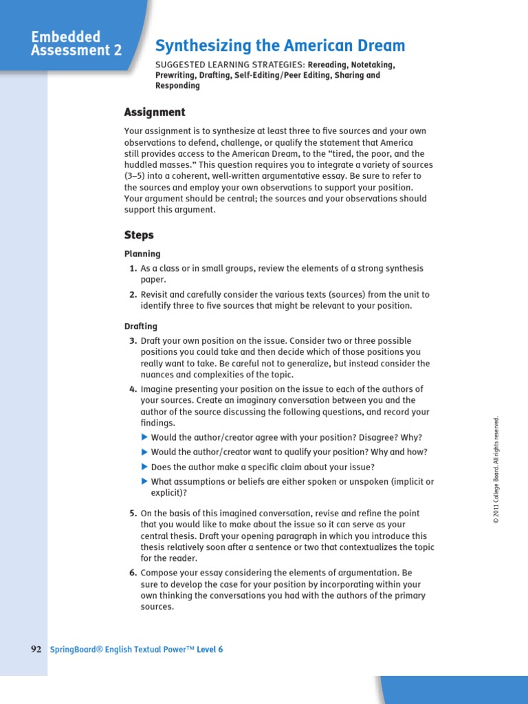 Embedded Assessment #1: Student Edition | PDF | Essays | Argument