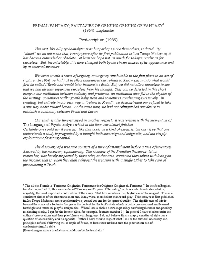 Primal Fantasy | PDF | Psychoanalysis | Sigmund Freud