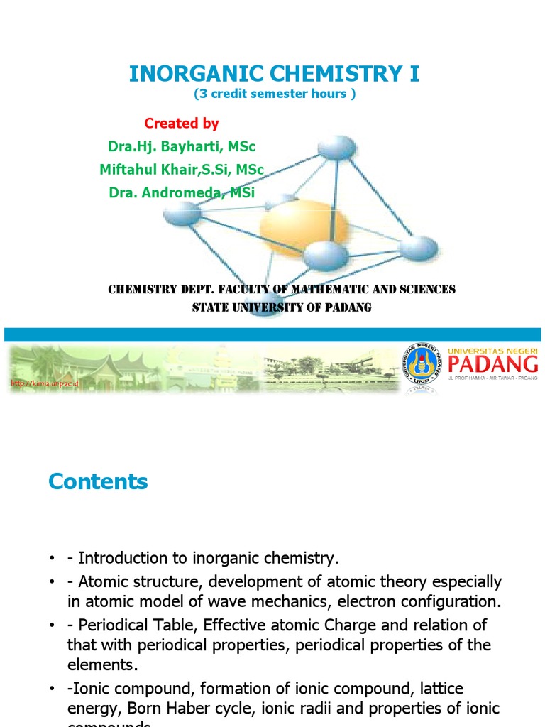 Inorganic Chemistry Overview and Concepts | PDF | Molecular Orbital | Ion