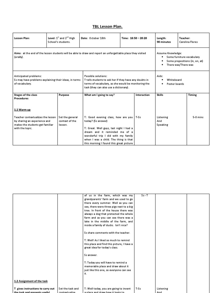 TBL Lesson Plan, 2. | PDF | Lesson Plan | Vocabulary