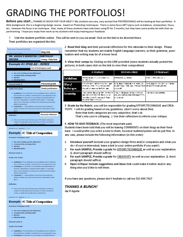 Grading Guidelines for Student Portfolios | PDF