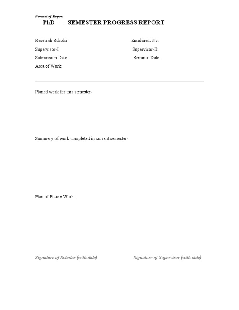 PhD Semester Progress Report Template | PDF | Art