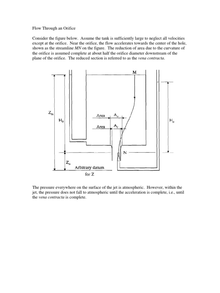 Flow Through An Orifice | PDF | Discharge (Hydrology) | Chemical ...