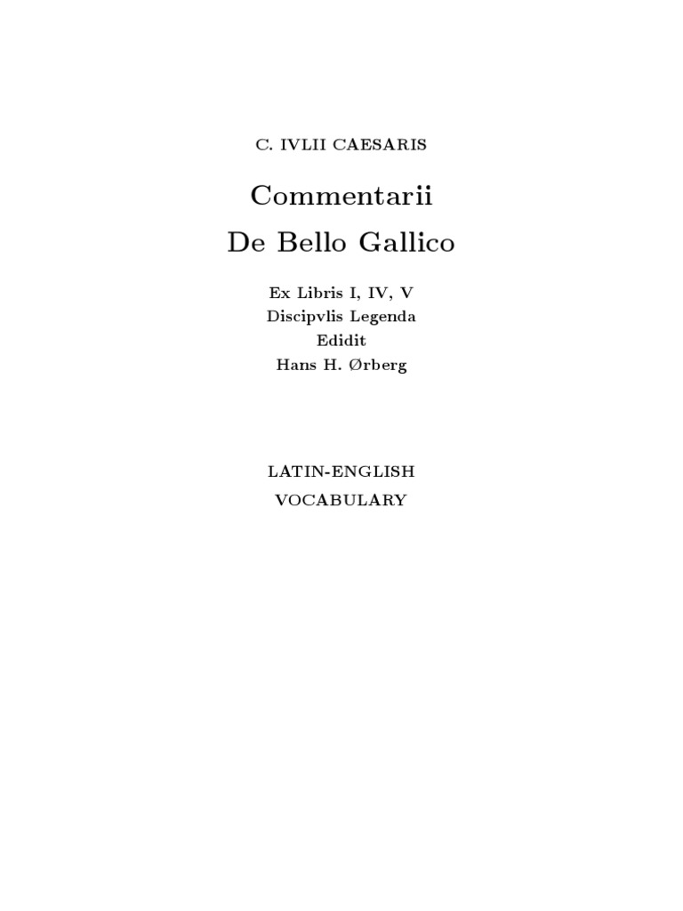 Caesar Commentarii de Bello Gallico - Latin English Vocabulary | PDF ...