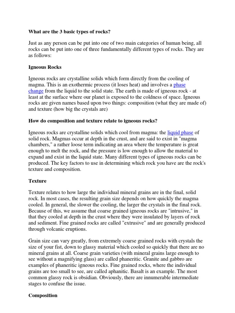 Three Basic Types of Rocks Explained | PDF | Sedimentary Rock | Rock ...