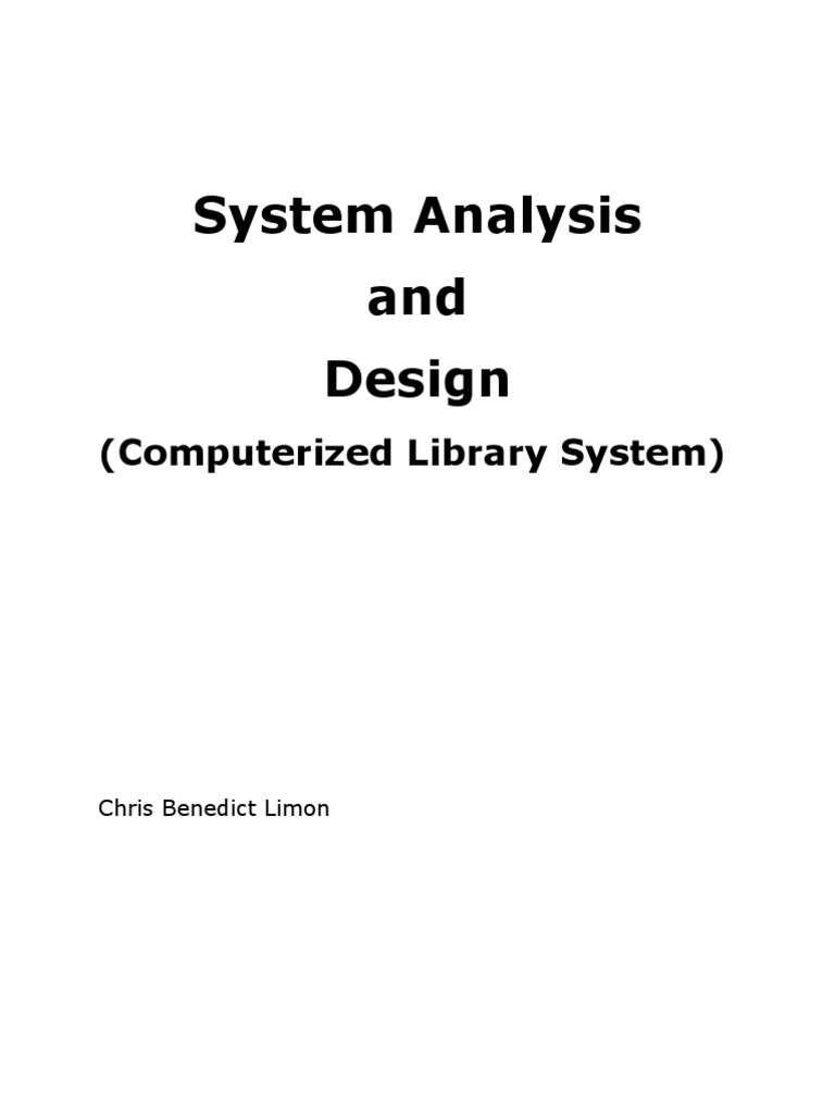 System Analysis And Design Pdf Libraries Librarian 