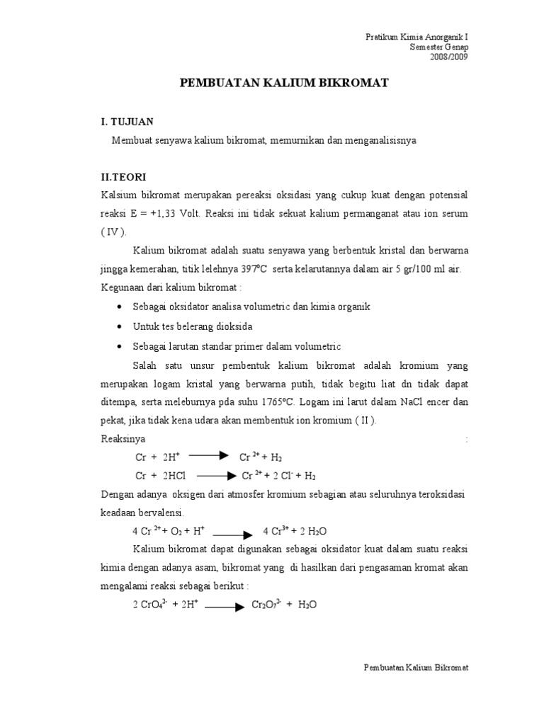 Pembuatan Kalium Bikromat | PDF