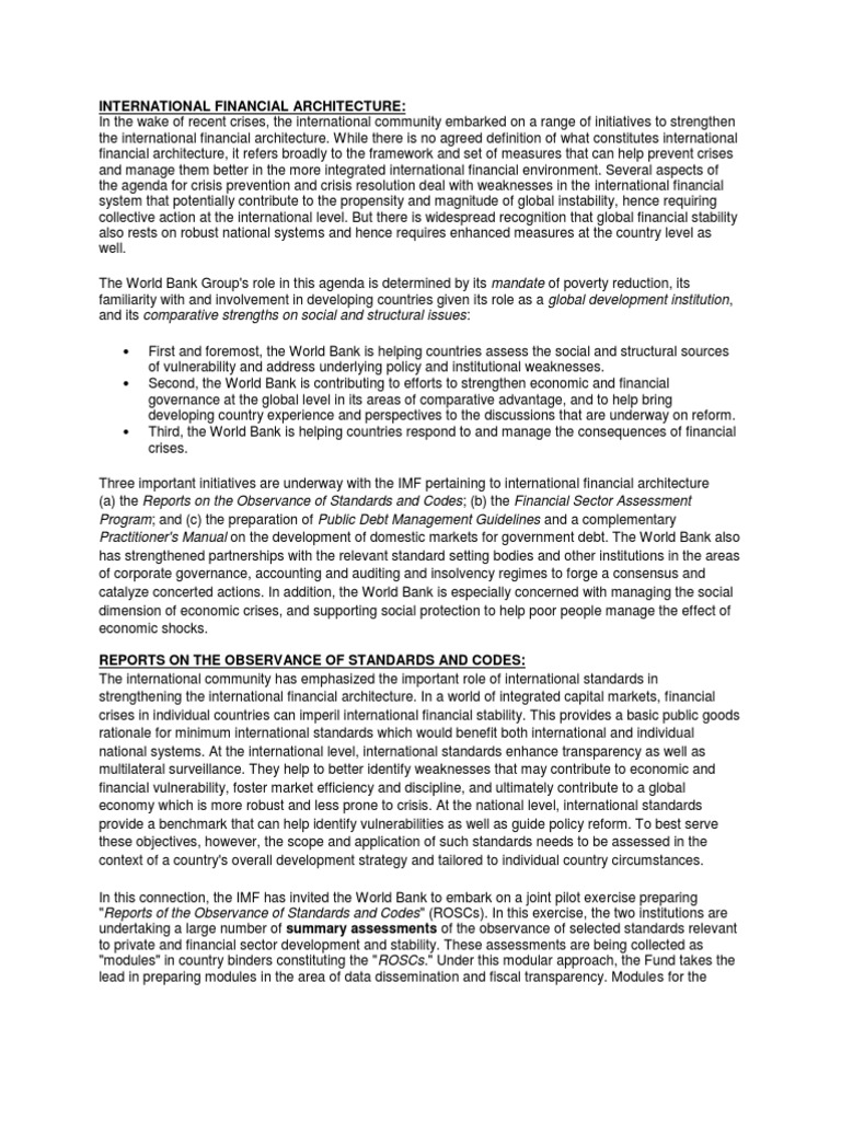 Strengthening International Financial Architecture | PDF | Global ...