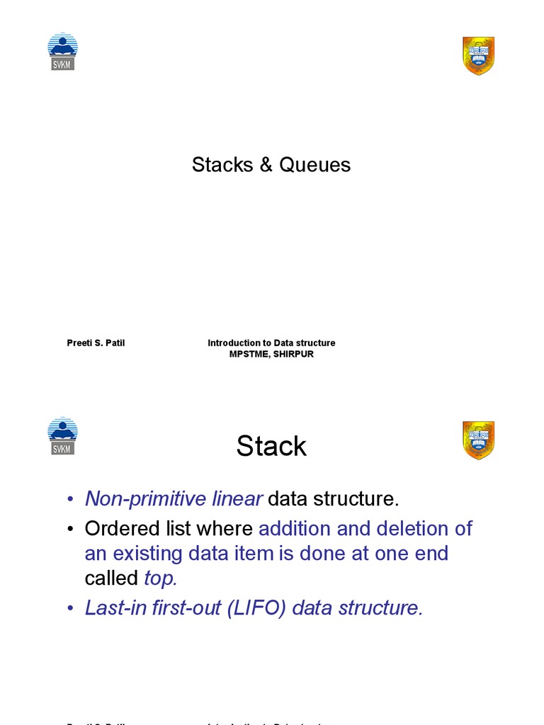 Unit 1 - Stacks & Queues | PDF | Queue (Abstract Data Type) | Array ...