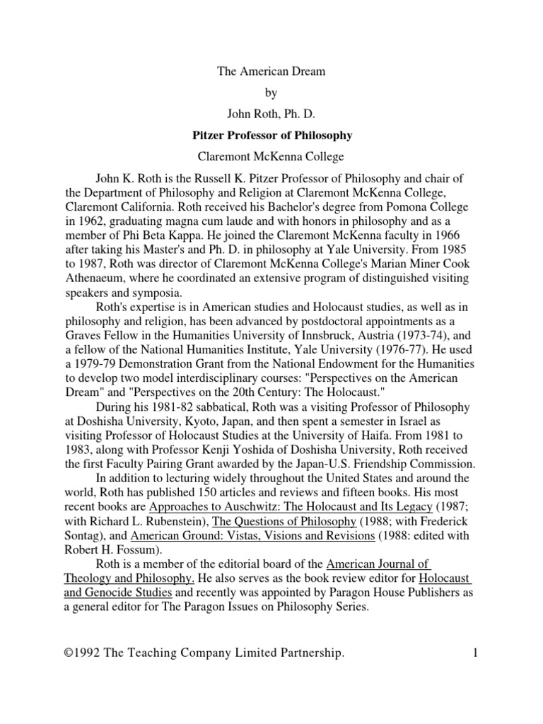 American Dream Pdf Individualism Natural And Legal Rights